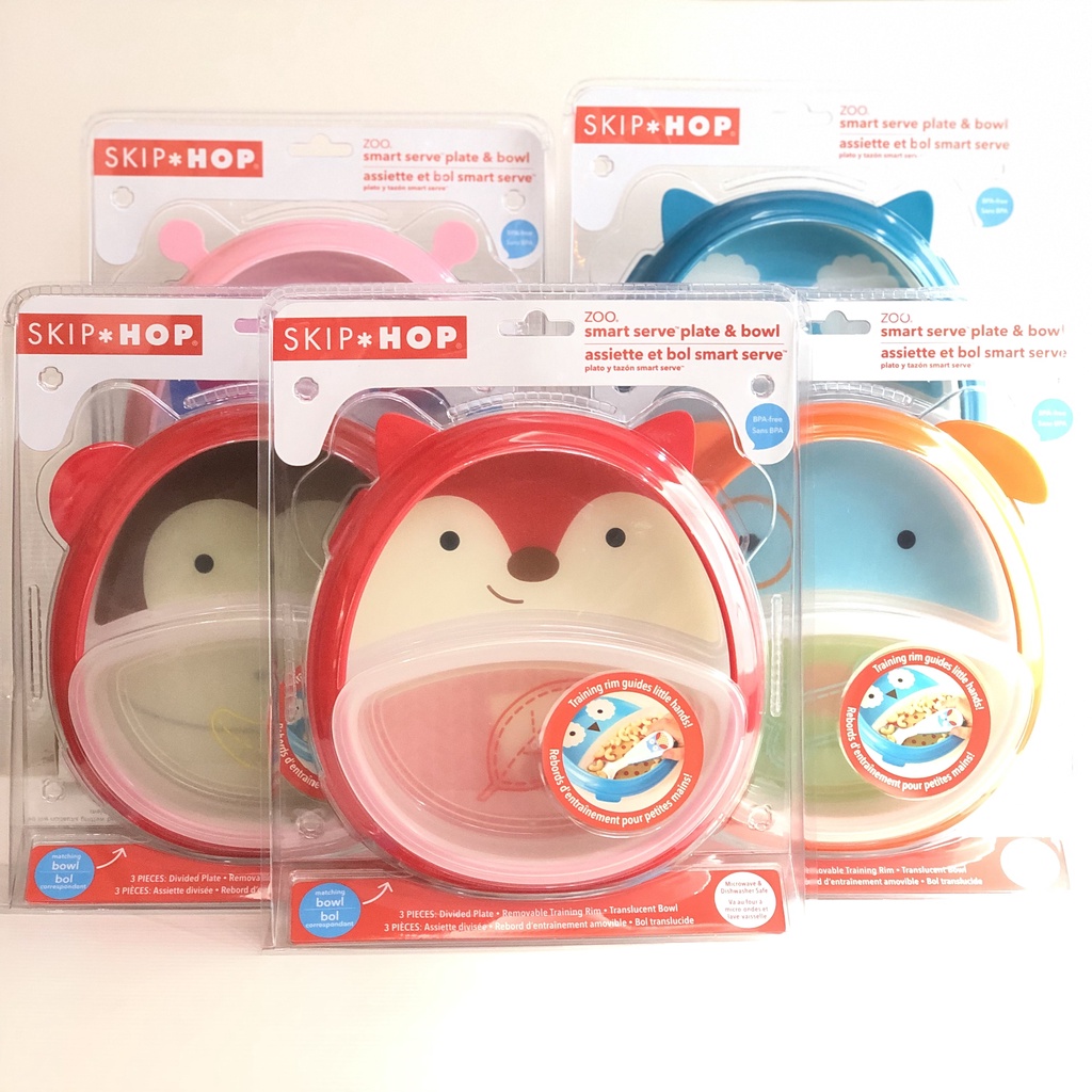 SKIP HOP จาน ชามเด็ก Zoo Smart Serve Plate & Bowl จากประเทศ สหรัฐ ...