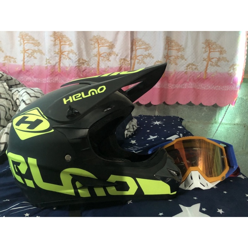 หมวกกันน็อกHelao พร้อมแว่น100% | Shopee Thailand