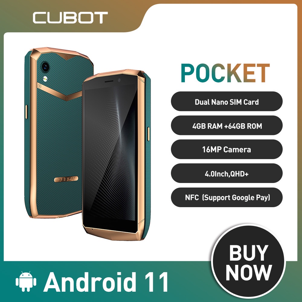 Cubot Pocket Mini Smartphone Android 11Dual SIM 4GB 64GB 4 Inch Small Screen Cellphone 16MP ...