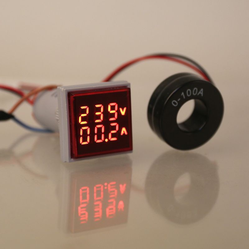 Square LED Digital Dual Display Voltmeter & Ammeter Voltage Gauge Current Meter | Shopee Thailand