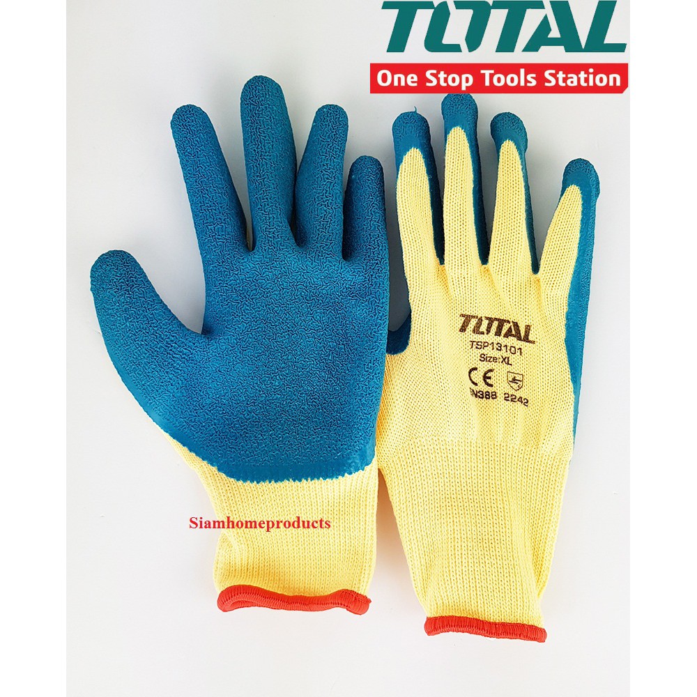TOTAL ถุงมือผ้าเคลือบยาง TSP13101 Latex Glove ถุงมืออุสหกรรม ถุงมือ ...