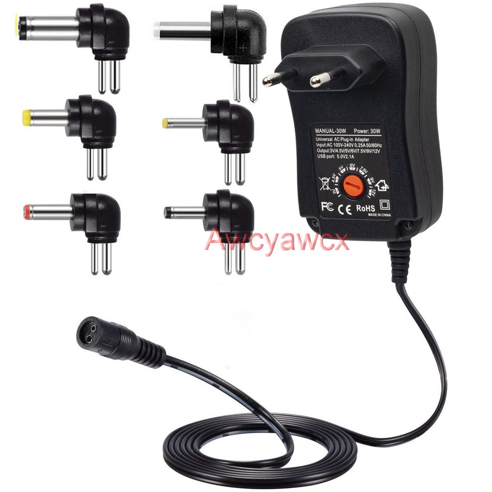 อะแดปเตอร์ชาร์จพาวเวอร์ซัพพลาย 30W AC DC 3V 4.5V 5V 6V 7.5V 9V 12V 1A 2A 2.5A USB 2500mA ปรับได้ ...