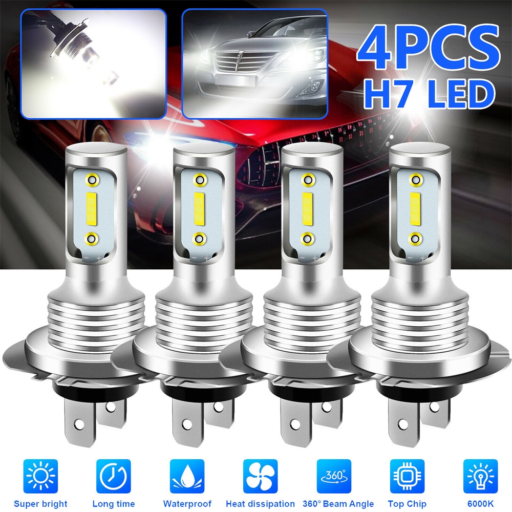 หลอดไฟหน้ารถยนต์ Led H7 H4 H8 H11 H9 9005 Hb3 9006 Hb4 6000K 12V 24V 16000LM สีขาว 4 ชิ้น ...