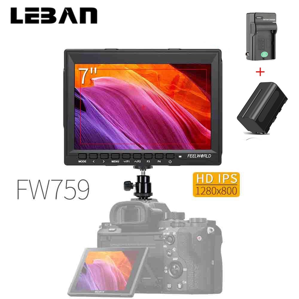 feelworld fw759 7 ips 1280x800 กล้อง dslr วิดีโอ+ที่ชาร์จแบตเตอรี่+np ...