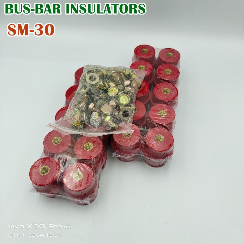 SM-30 ลูกถ้วยฉนวนแดง BUS-BAR INSULATORS กล่องละ 20ชิ้น แถมน็อตฟรี | Shopee Thailand