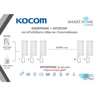 KOCOM INTERCOM รุ่น KIP-611PG 10 ตัว + DOOR PANEL รุ่น DS-4M + POWER SUPPLY รุ่น PS-M1 | Shopee ...