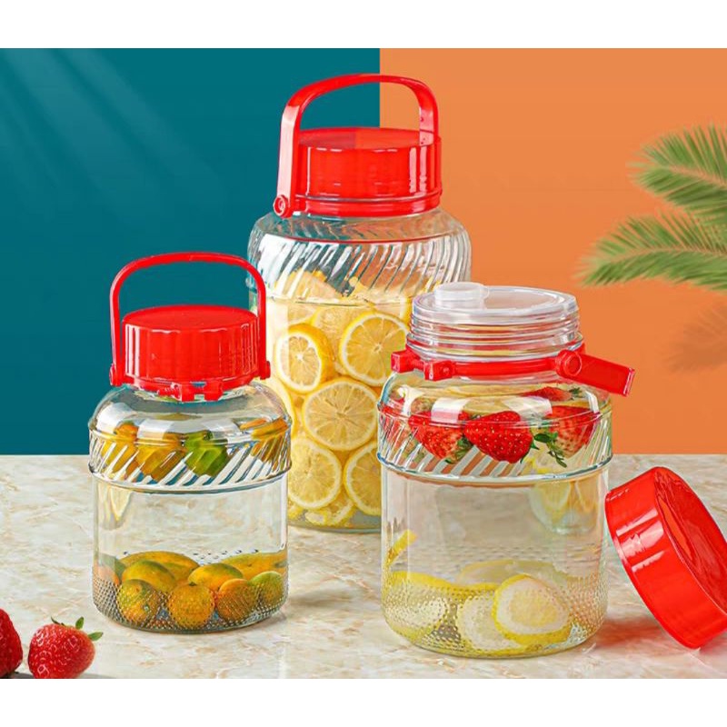 โหลแก้ว ขวดโหลหู หิ้ว ขวดโหลดองบ๊วย โหลบ๊วย ขนาด 3L 5L 8L | Shopee Thailand