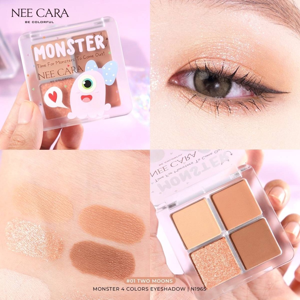 NEE CARA พาเลทอายแชโดว์ MONSTER 4 COLOR EYESHADOW N1965 8 กรัม | Shopee ...