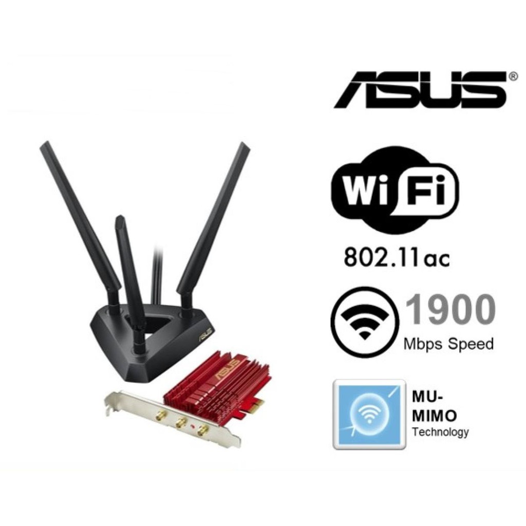 ASUS (การ์ดไวไฟ) WIRELESS LAN PCI EXPRESS (PCE-AC68) DUAL BAND AC1900 ...