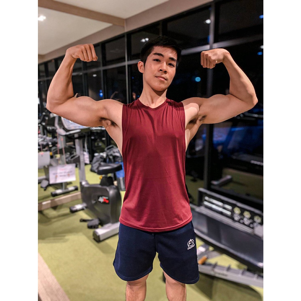 OLIVER MUSCLE เสื้อกล้ามแขนกุด สีแดงเลือดหมู ใส่ออกกำลังกาย Oliver ...
