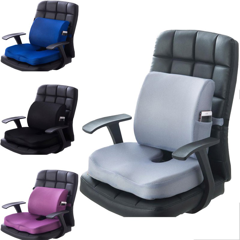 【Ready Stock】 2PCS Cooling Gel Memory Foam Back& Seat Cushion Lumbar ...