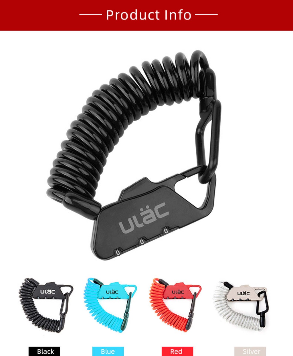 สายเคเบิ้ลเกลียวล็อคจักรยาน 3 หลัก 1.2 เมตร น้ําหนักเบา แบบพกพา ULAC K2S | Shopee Thailand