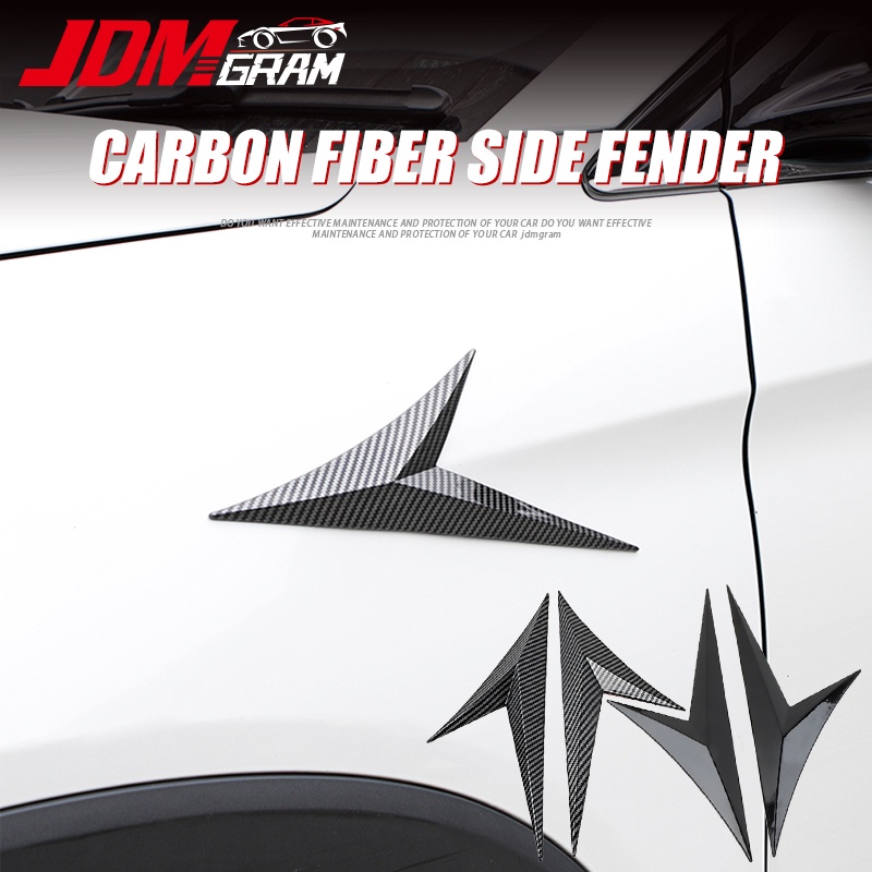 JDMGRAM คาร์บอนไฟเบอร์รถด้านข้าง Fender Vent 2pcs Auto Air Flow สติกเก ...