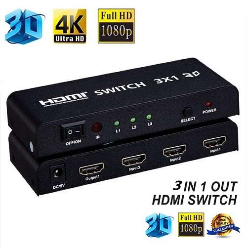 4PORT 3x1 3in 1out HDMI Switch Switcher Splitter Box HD 1080P Video Hub ...