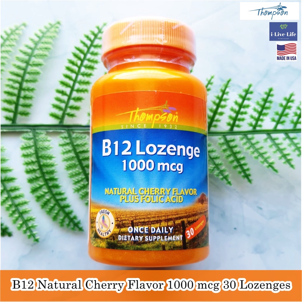 วิตามินบี12 รสเชอร์รี่ แบบเม็ดเคี้ยว B12 Natural Cherry Flavor 1000 mcg ...