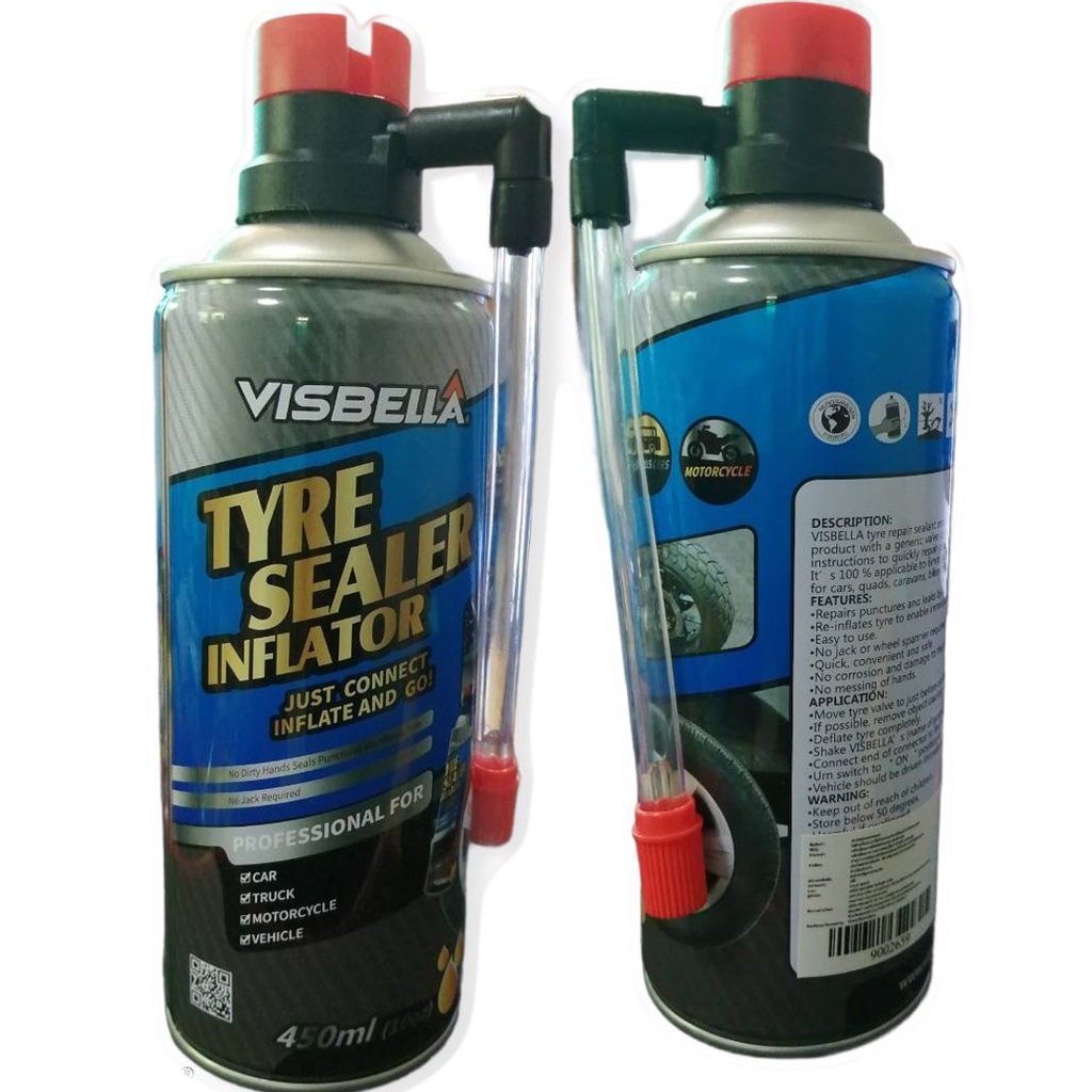 VISBELLA Tyre Sealer Inflator น้ำยาปะยาง ยางรั่ว ยางแบน ฉุกเฉิน ขนาด 450 ml. | Shopee Thailand