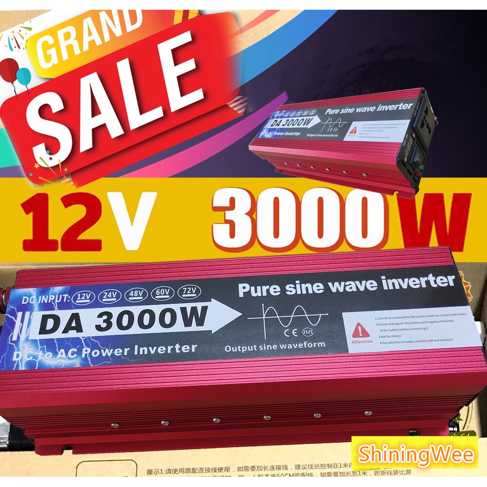 Inverter3000W pure sine wave 12V 24v อินเวอร์เตอร์เพียวซายเวฟ DA ...