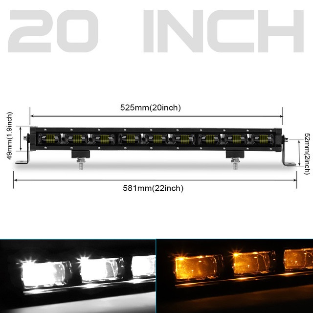 6D Lens Led Light Bar 8'' 14'' 20 inch Flood beam barra led 4x4 Driving ...