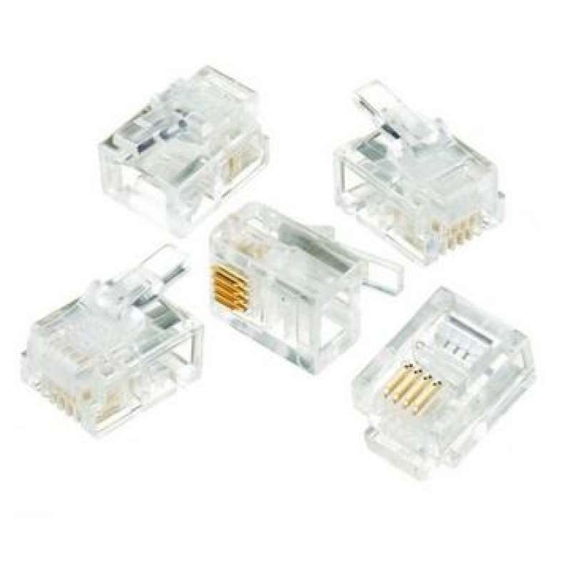 50หัว หัวโทรศัพท์ 6P4C (RJ11 แบบ4เขี้ยว) Modular jack for TEL RJ11 ...