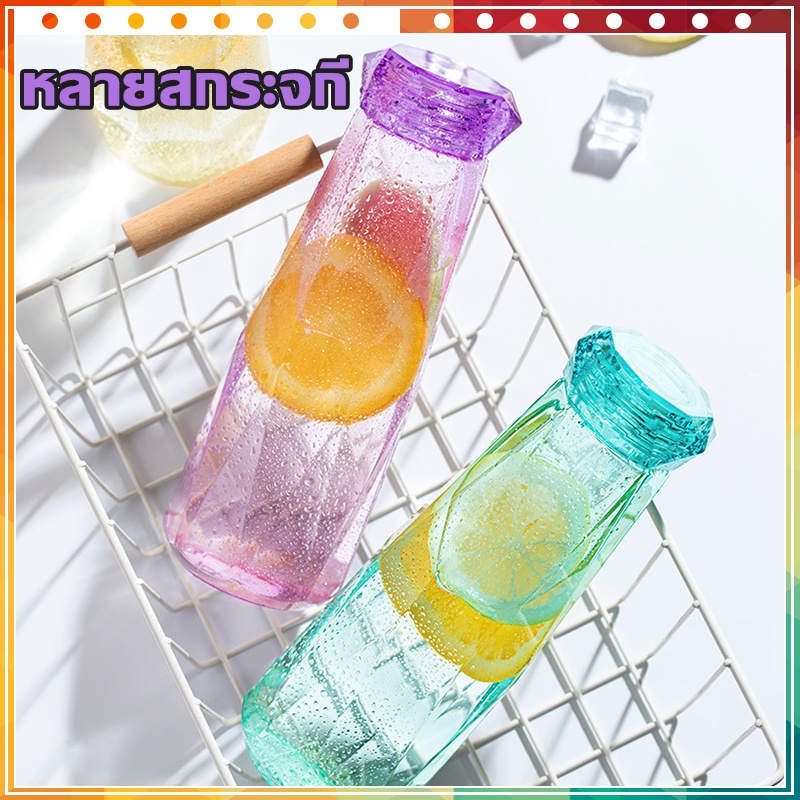 กระบอกน้ำA300 กระบอกน้ำแก้วแบบใส ขวดแก้วคริสตัล ขวดน้ำคริสตัล มีให้เลือก 5 สี 420ML กระติกน้ำ ...