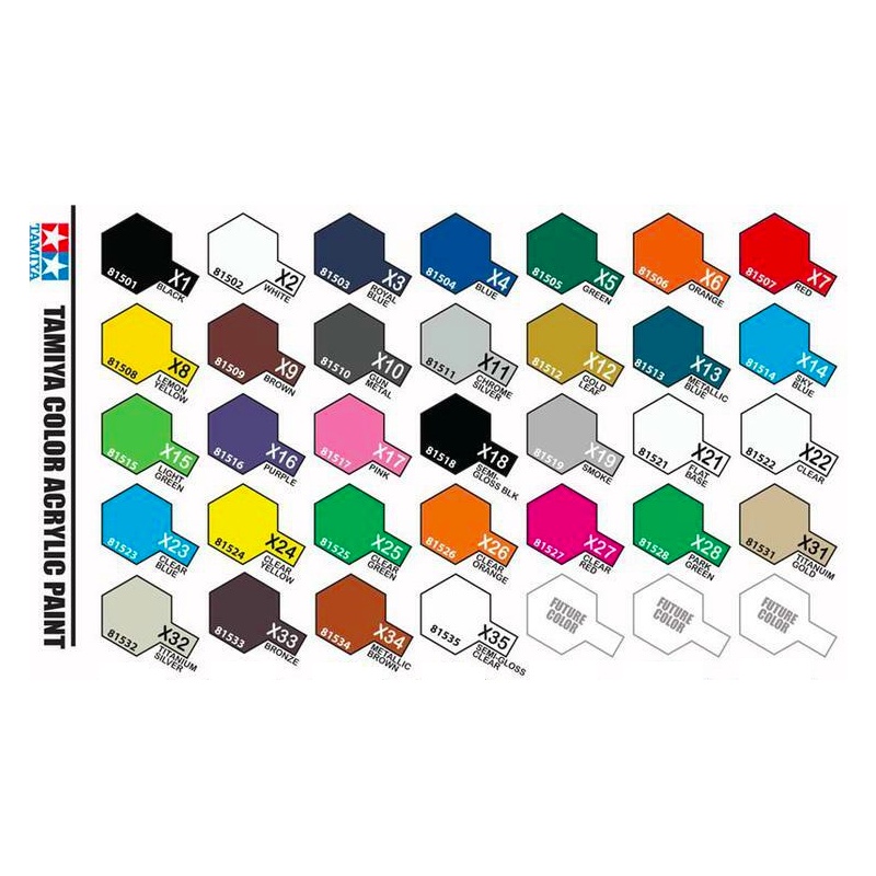 สีอะคริลิค TAMIYA ACRYLIC X-1 81501, X-2 81502, X-3 81503, X-4 81504, X ...