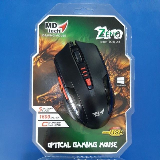 เมาส์ USB Optical Mouse MD-TECH BC-85 Black/Red แถมแผ่นรองเมาส์ ...