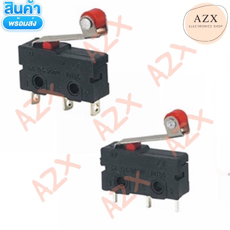 ลิมิตสวิทช์ 5A 250V 3 พิน KW11-3Z 3-Pin Micro มีล้อLimit Switch Roller Lever Pulley 5A 250V Snap ...
