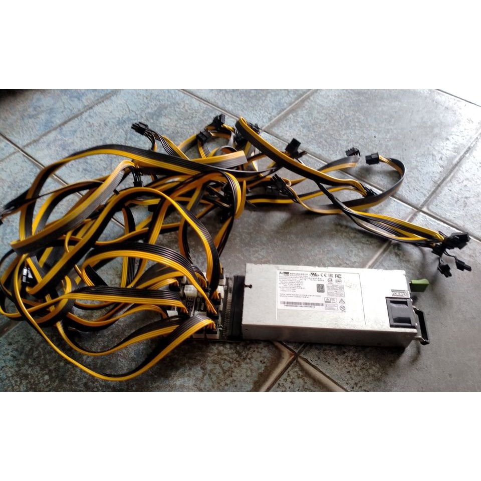 PSU SERVER 1600w จ่ายไฟการ์ดจอ ครบชุดพร้อมขุด สาย9เส้น Riser 8 CAP ...