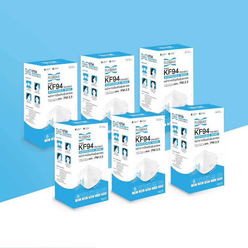 หน้ากากป้องกันฝุ่นละออง Flomax KF94 ขนาด 10 แพ็ค, 6 กล่อง หรือ 16 กล่อง (1 แพ็ค บรรจุ 10 ชิ้น,1 ...