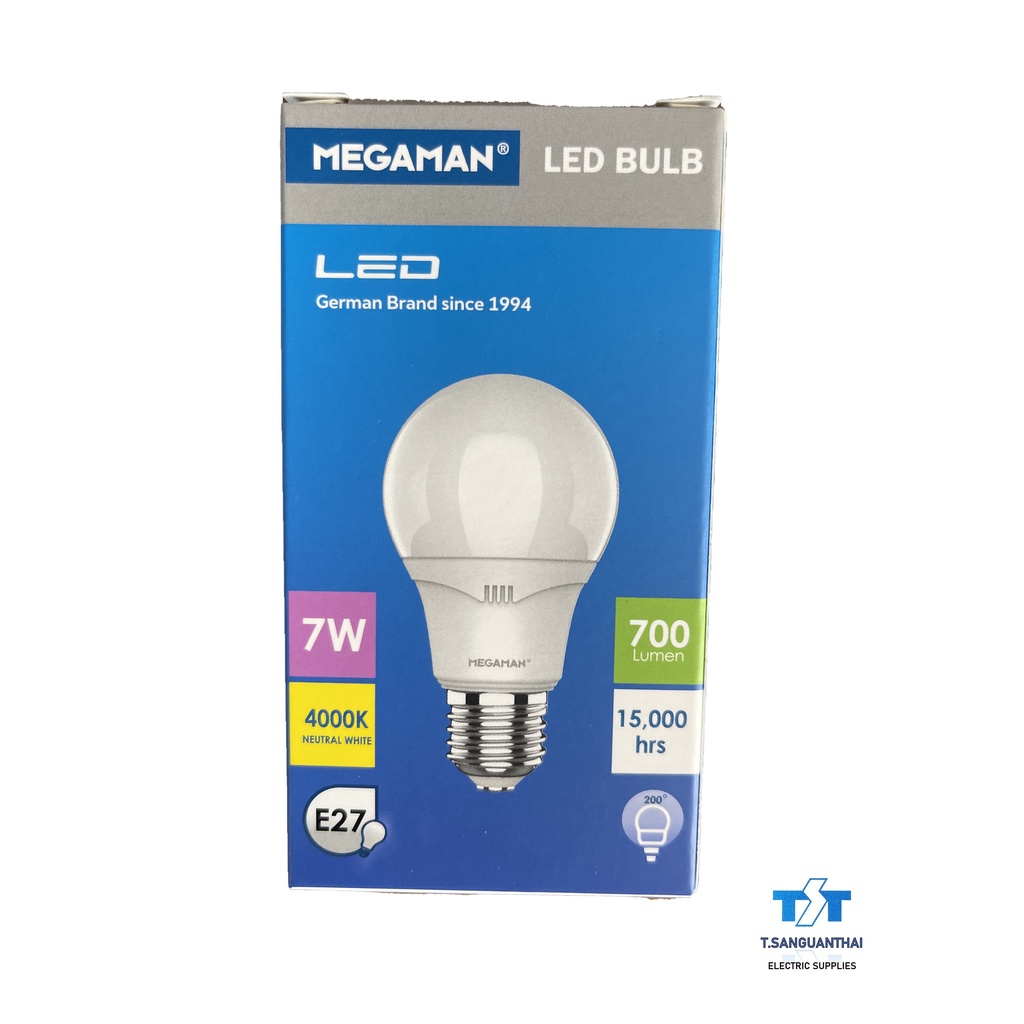 หลอด LED 7W เมก้าแมน MEGAMAN รูปทรงขนาด A60 แสงนวล Coolwhite 4000K ...