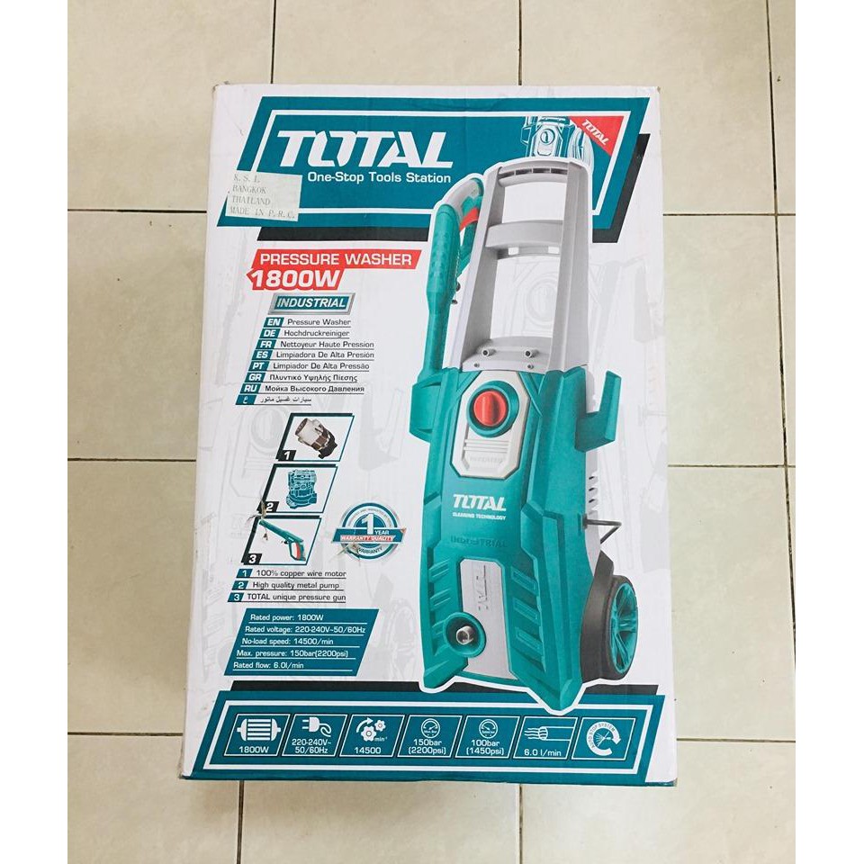 เครื่องฉีดน้ำแรงดันสูง ยี่ห้อ Total รุ่น TGT11356 ( High Pressure Washer ) ขนาด 150 บาร์ 1800 ...