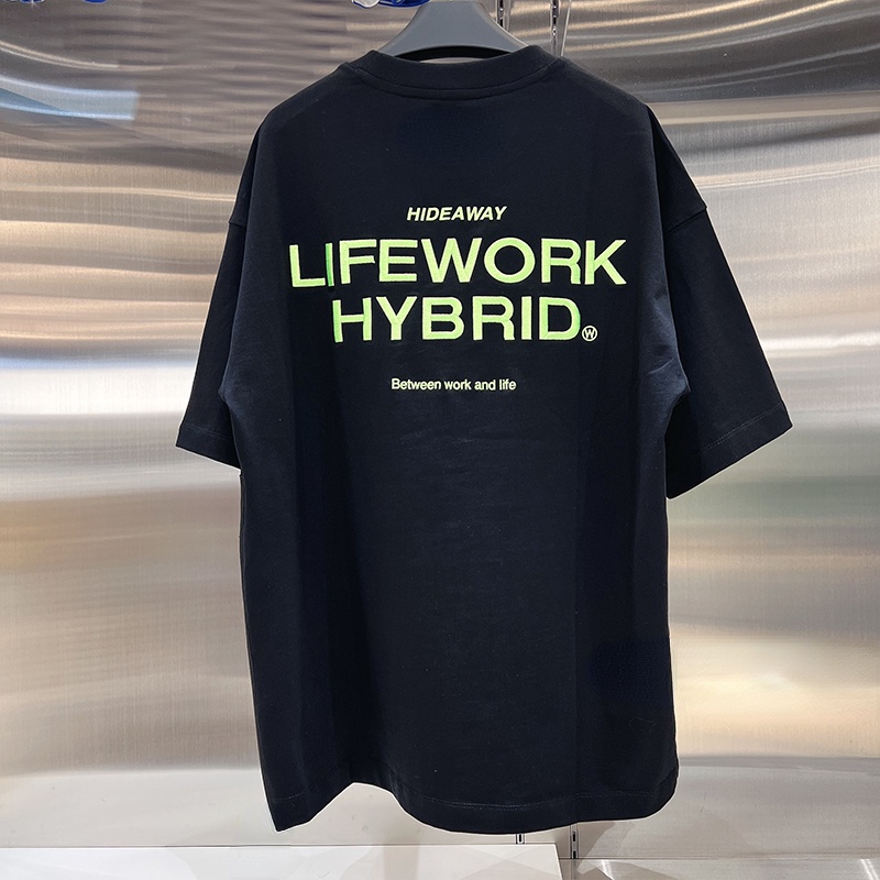 Lifework ใหม่ เสื้อแขนสั้น พิมพ์ลายตัวอักษร ทรงหลวม สีเขียวเรืองแสง ขนาดใหญ่ | Shopee Thailand