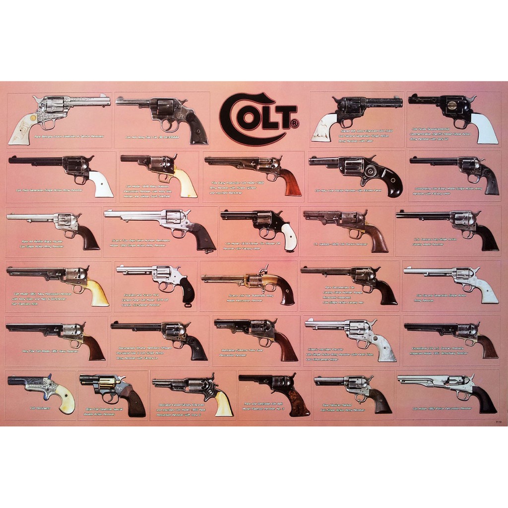 โปสเตอร์ ปืน โคลต์ COLT REVOLVERS POSTER 24"x35" Inch PISTOLS Vintage ...