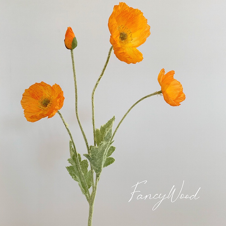 Artificial Poppies Decorative Silk Flower Fake Poppy Flowers Faux Plant ...