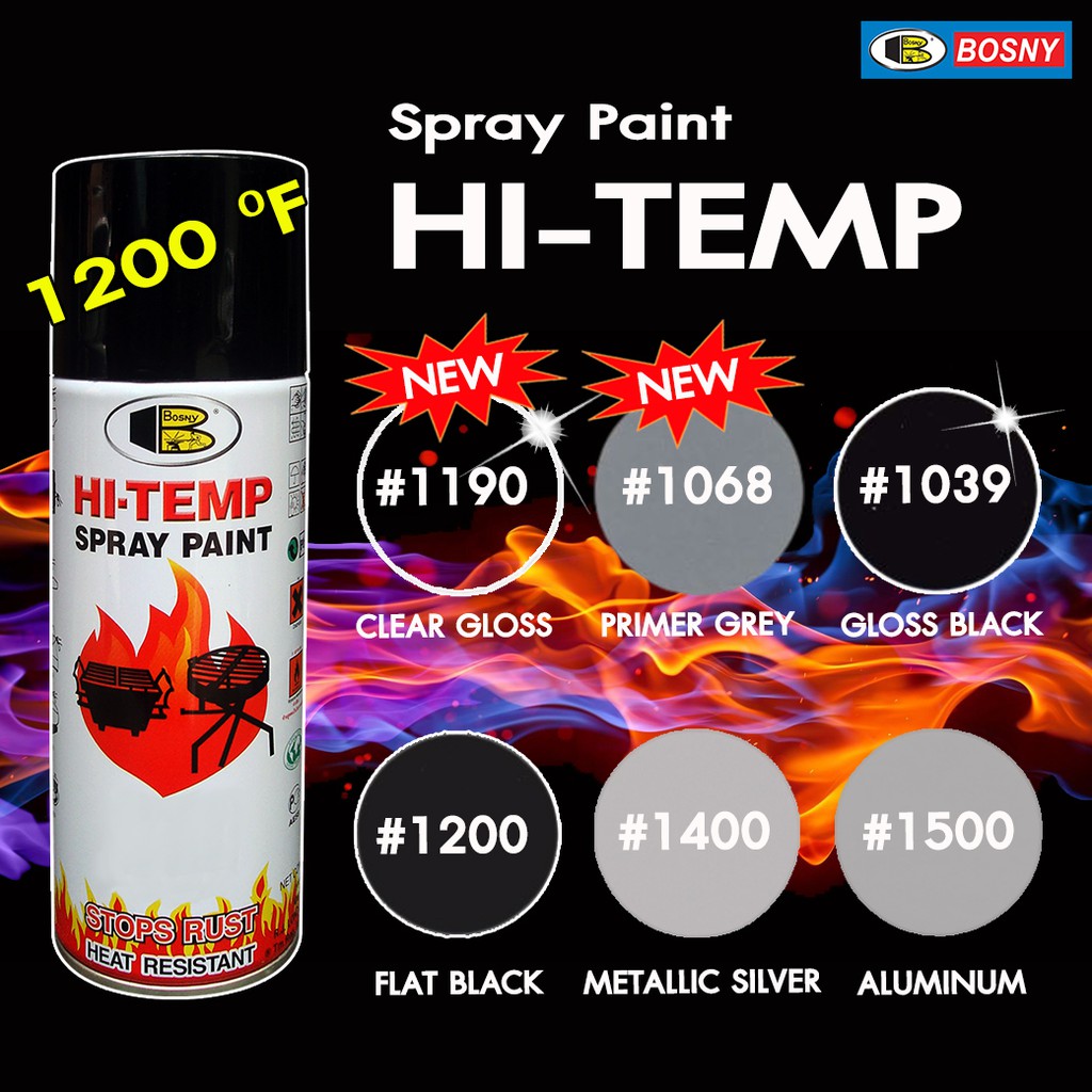 สีสเปรย์ทนความร้อน Bosny HI-Temp Spray Paint 1200F กระป๋องละ 98.- สี ...