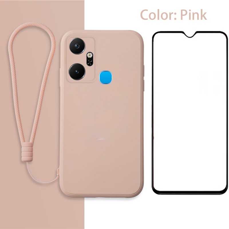 Infinix Smart 6 Plus X6823 เคสสีลูกกวาดปลอกพร้อมฟิล์มกระจกนิรภัย ...