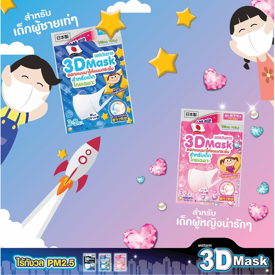 Unicharm Super 3D Mask หน้ากากอนามัยสำหรับเด็ก | Shopee Thailand