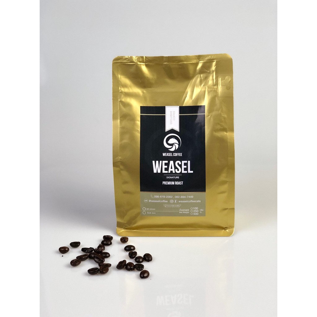 เมล็ดกาแฟชะมดคั่ว พร้อมบด by WEASEL COFFEE ขนาด 250 กรัม | Shopee Thailand