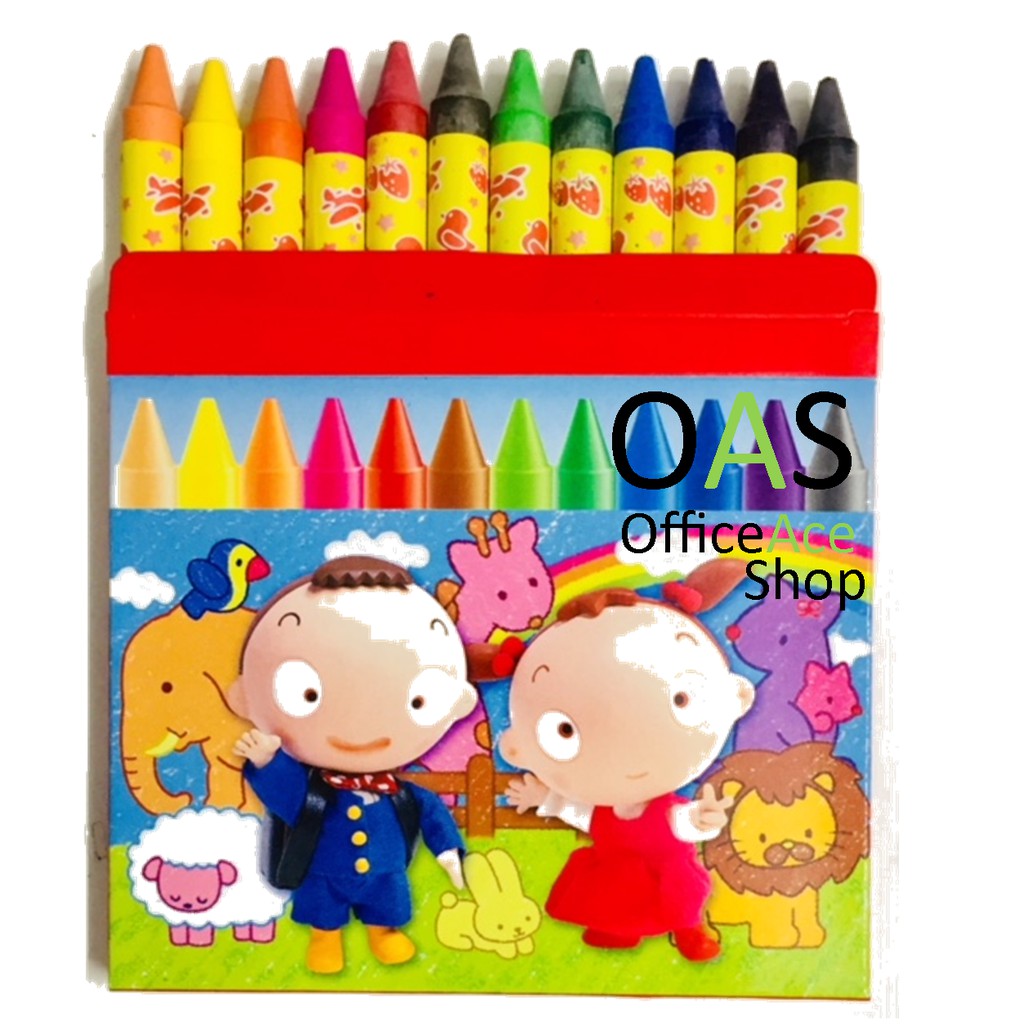 MERRY JUMBO COLOUR CRAYONS สีเทียน เมอรี่ จัมโบ้ 12สี | Shopee Thailand