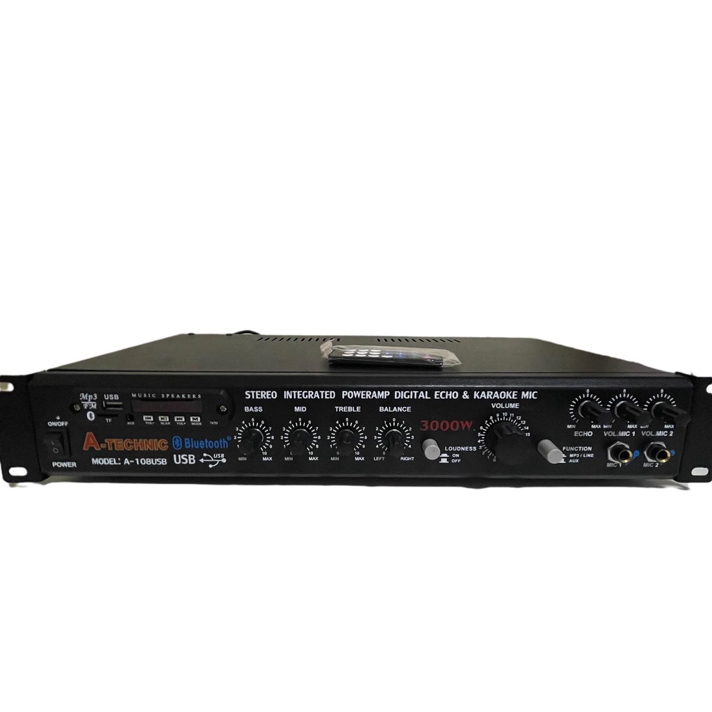 แอมป์ขยายเสียงA-TECHNIC -3000 Wรุ่น108 USBบลูทูธ/USB/SD card/FM/แอมป์ ...