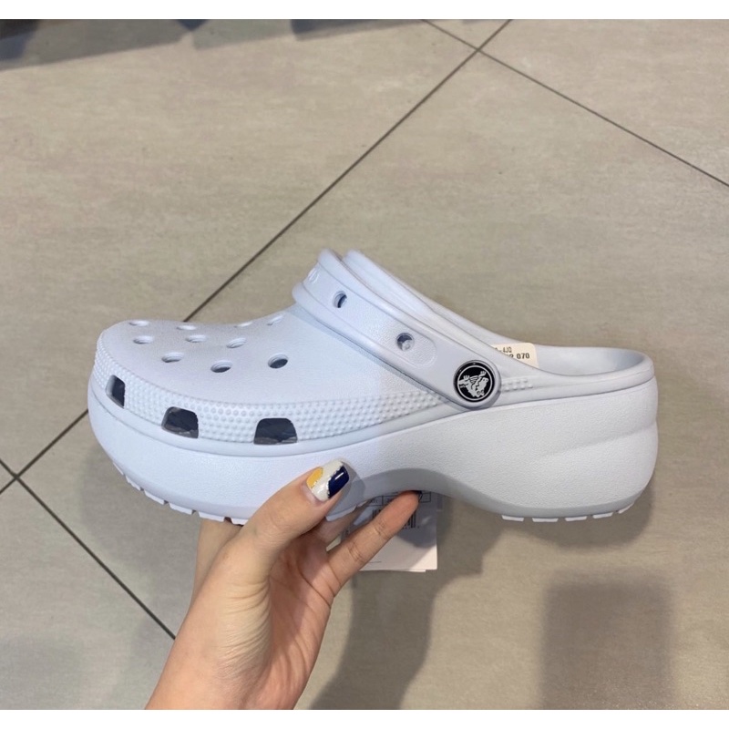 Crocs Classic Platform Clogs Mineral Blue | Shopee Thailand