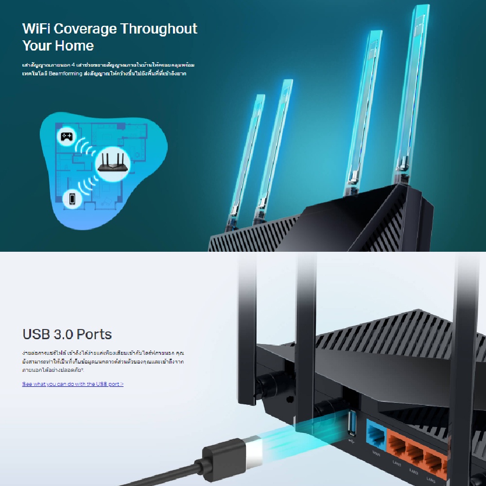 TP-Link Archer AX55 Pro Multi-Gigabit / AX55 Dual Band Gigabit เราเตอร์ ...