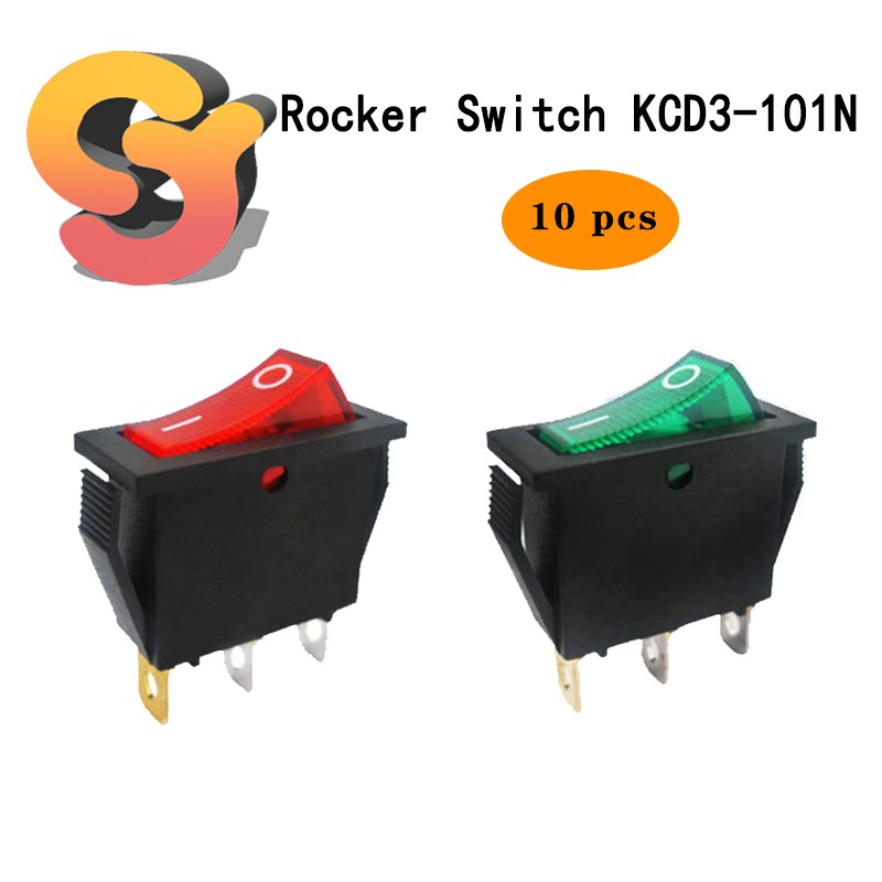 [Spot retail] 10pcs KCD3-101N red green boat switch KCD2 3 foot 2 gear ...