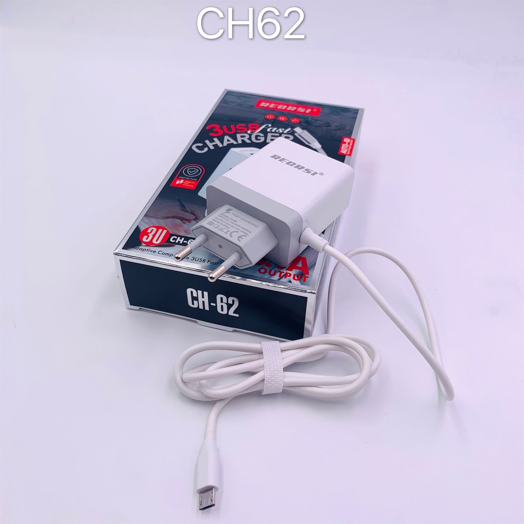 RECRSI CH-62 สายชาร์จพร้อมปลั๊ก 3 USE Charger Set Fast Charging 3.1A ...