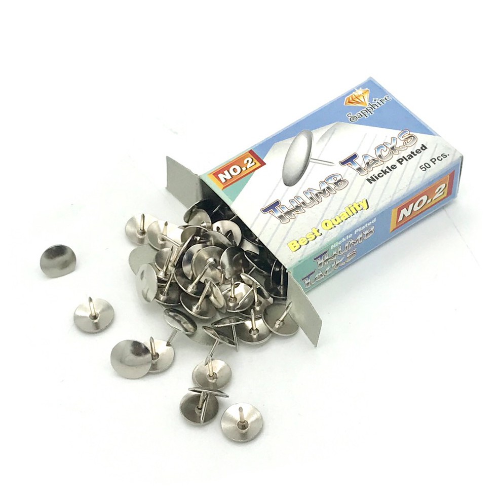 SAPPHIRE เป็กหัวร่ม หมุดติดกระดาษสีเงิน เบอร์2 Thumb Tacks No.2 ...
