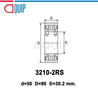 3210-2RS UBC ตลับลูกปืนเม็ดกลมสัมผัสเชิงมุม 2 แถว ฝายาง 2 ข้าง ( DOUBLE ROW ANGULAR CONTACT BALL ...