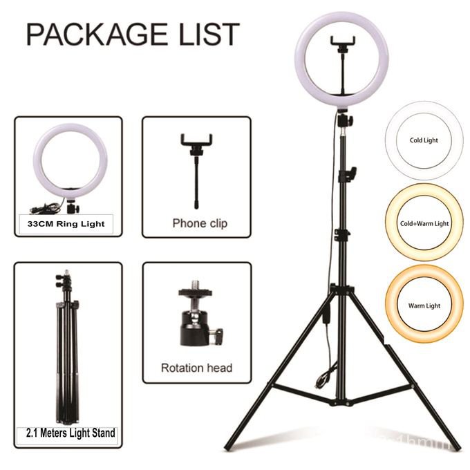 LED RING LIGHT 33CM + TRIPOD BESI 2.1M PAKET LENGKAP JOnm | Shopee Thailand