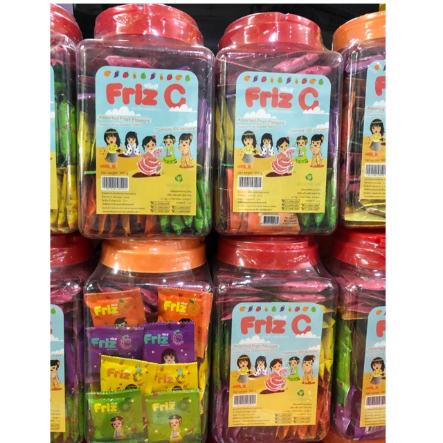 Friz C เม็ดเคี้ยวรสผลไม้รวม 100 ซอง/กระปุก ((ขายยกกระปุก)) | Shopee ...