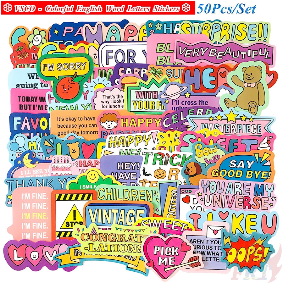 50Pcs/Set VSCO：Colorful Healing English Word Letters - Series 01 ...