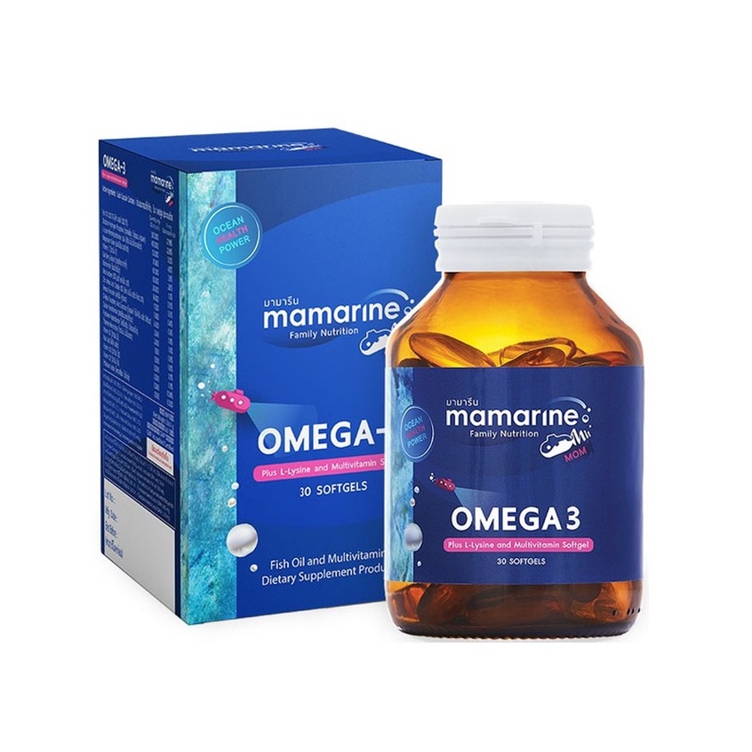 Mamarine MOM Omega-3 Plus L-Lysine And Multivitamin มามารีน วิตามิน ...